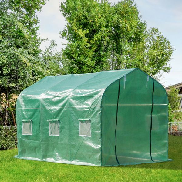 Outsunny Reinforced Walk In Polytunnel Greenhouse